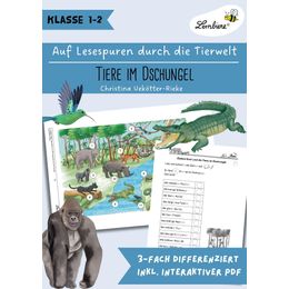 Lernbiene Lesespurgeschichte: Tiere im Dschungel