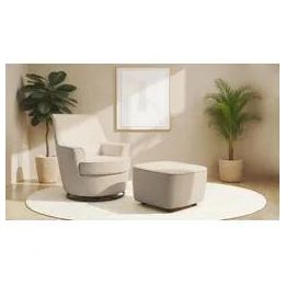 Drehsessel Inosign "HETTY, Drehsessel mit Wippfunktion und Hocker; Lesesessel, Armsessel", beige, B:78cm H:93cm T:88cm, 100% Polyester, Sessel, mit Dreh/Wippfunktion, mit Federkern, in Cord und Microfaser