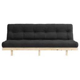 Schlafsofa KARUP DESIGN "Lean 200 Schlafsofa, Gästebett, Sofa mit Futonmatratze", grau (dunkelgrau), B:200cm H:73cm T:100cm, Bezug: 80% Baumwolle, 20% Polyester, Sofas, Inkl. Futonmatratze, Liegefläche 130x200 cm, FSC zertifizierte Kiefer