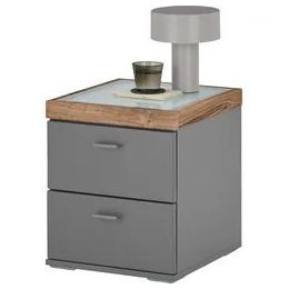 Nachtschrank "Lancaster Dielen", grau (grau anthrazit mit eiche ribbeck), B:40,7cm H:47cm T:43,5cm, Spanplatte, SET ONE BY Musterring, Schränke, inklusive LED-Beleuchtung, in 2 Farben erhältlich, B 41 x H 47 cm