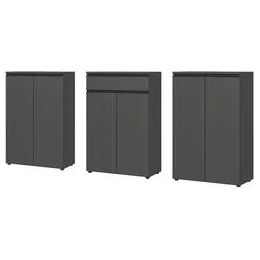 Büromöbel-Set Germania "Lemont", grau (graphit), B:273cm H:120cm T:40cm, Kunststoff, Metall, Spanplatte, Arbeitsmöbel-Sets, Set bestehend aus 2 Aktenschränke 4040 und 1 Aktenschrank 4041