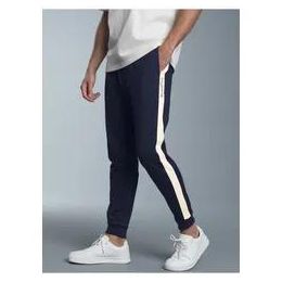 Jerseyhose TRIGEMA "TRIGEMA Jogginghose mit kontrastfarbigen Seitenstreifen", Herren, Gr. 3XL, US-Größen, blau (navy), 70% Baumwolle, 30% Polyester, Hosen