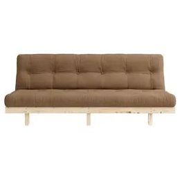 Schlafsofa KARUP DESIGN "Lean 200 Schlafsofa, Gästebett, Sofa mit Futonmatratze", braun (mocca), B:200cm H:73cm T:100cm, Bezug: 80% Baumwolle, 20% Polyester, Sofas, Inkl. Futonmatratze, Liegefläche 130x200 cm, FSC zertifizierte Kiefer
