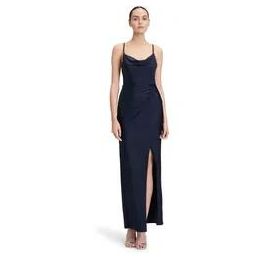 Abendkleid Vera Mont "Damen Abendkleid figurbetont", Damen, Gr. 40, Normalgrößen, blau (night sky), Satin, Obermaterial: 81% Polyamid, 19% Elasthan. Besatz: 100% Polyamid., figurbetont lang, Wasserfallausschnitt, Kleider, Schlitz