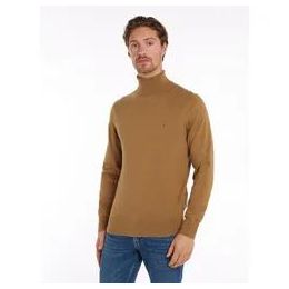 Rollkragenpullover Tommy Hilfiger "PIMA ORG CTN CASHMERE ROLL NECK", Herren, Gr. XL, beige (safari canvas), Obermaterial: 92% Baumwolle, 8% Kaschmir, Casual, amerikanischer Ausschnitt, Pullover