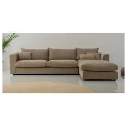 Ecksofa "Avelina", grau (taupe), B:297cm H:77cm T:186cm, 100% Polyester, LeGer Home by Lena Gercke, Sofas, Breite 297 cm, in Cord- und Chenille- Stoff, Rückenkissen mit Federn, Topseller