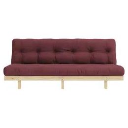 Schlafsofa KARUP DESIGN "Lean 200 Schlafsofa, Gästebett, Sofa mit Futonmatratze", rot (bordeaux), B:200cm H:73cm T:100cm, Bezug: 80% Baumwolle, 20% Polyester, Sofas, Inkl. Futonmatratze, Liegefläche 130x200 cm, FSC zertifizierte Kiefer