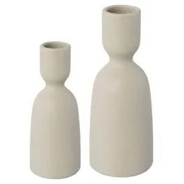Kerzenhalter Andas "Stabkerzenhalter Adalena", grün (hellgrün), H:18cm Ø:6cm, Porzellan, Kerzenhalter, aus Porzellan, im nordischen Design