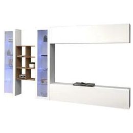 Wohnwand Inosign "Maruska", weiß (weiß hochglanz, weiß hochglanz), B:320cm H:180cm T:30cm, Spanplatte, Kastenmöbel-Sets
