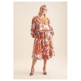 Midirock Seidensticker "Schwarze Rose", Damen, Gr. 38, orange, 65% Baumwolle 35% Leinen/Flachs, Paisley, normal, Röcke