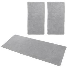 Hochflor-Bettumrandung my home "Microfaser Teppich Magong, besonders weich, sehr feiner Flor" Gr. 14, grau (hellgrau), H:25mm, Obermaterial: 100% Polyester, Bettumrandungen, uni, einfarbiger Bettvorleger, Läufer-Set, Schlafzimmer, Kinderzimmer