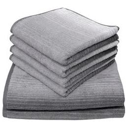 Handtuch Set Dyckhoff "mit Farbverlauf", grau, 6 Stk., Walkfrottee, Obermaterial: 100% Baumwolle, Handtuch-Sets, mit Farbverlauf;4 Handtücher (50x100cm), 2 Duschtücher (70x140cm)