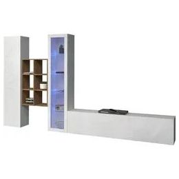 Wohnwand Inosign "Maruska", weiß (weiß hochglanz, weiß hochglanz), B:320cm H:180cm T:30cm, Spanplatte, Kastenmöbel-Sets