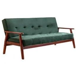 Schlafsofa Salesfever "Skagen 3-Sitzer Schlafsofa", grün (tannengrün), B:190cm H:81cm T:85cm, 100% Polyester, Gestell Eukalyptus, Sofas, Holzgestell Sofa: Entspannung und Schlaf auf 190cm Breite