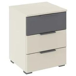 Nachtkommode Rauch "Nachttisch-Set Nachtkonsole Beistelltisch Kommode Sideboard SAJO", beige (champagner, graumetallic), B:40cm H:52cm T:40cm, Holzwerkstoff, Sideboards, mit 3 Schubladen, obere Schublade farblich abgesetzt MADE IN GERMANY