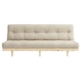 Schlafsofa KARUP DESIGN "Lean 200 Schlafsofa, Gästebett, Sofa mit Futonmatratze", beige, B:200cm H:73cm T:100cm, Bezug: 80% Baumwolle, 20% Polyester, Sofas, Inkl. Futonmatratze, Liegefläche 130x200 cm, FSC zertifizierte Kiefer