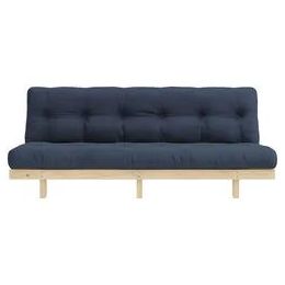 Schlafsofa KARUP DESIGN "Lean 200 Schlafsofa, Gästebett, Sofa mit Futonmatratze", blau (navy), B:200cm H:73cm T:100cm, Bezug: 80% Baumwolle, 20% Polyester, Sofas, Inkl. Futonmatratze, Liegefläche 130x200 cm, FSC zertifizierte Kiefer