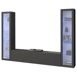 Wohnwand Inosign "Maruska", grau (anthrazit, anthrazit), B:260cm H:180cm T:30cm, Spanplatte, Kastenmöbel-Sets