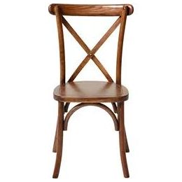 Stapelstuhl Essentials "Crossback", braun (holzfarben, braun), B:48cm H:83cm T:47cm, Massivholz, Stühle, aus Massivholz