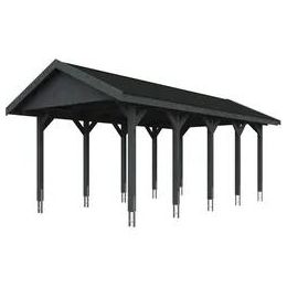 Skan Holz Einzelcarport SKANHOLZ "Wallgau", grau (schiefergrau), B/H/T: 380cm x 215cm x 750cm, Carports, mit schwarzen Dachschindeln