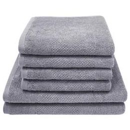 Handtuch Set Dyckhoff "Popcorn Streifen", silber, 6 Stk., Walkfrottier, Obermaterial: 100% Baumwolle, Handtuch-Sets, 2 Badetücher (70x140 cm), 4 Handtücher (50x100 cm)