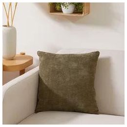Dekokissen ANDIAMO "Cord Kissen Emy, Kissenhülle mit Füllung", grün (olive, cord unifarben), B:40cm H:12cm L:40cm, Polyester, Dekokissen_Sitzkissen_Kissenhüllen, Sofakissen, eckig, 40x40 oder 30x50 cm, auch als 4er Set erhältlich