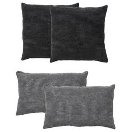 Dekokissen ANDIAMO "Cord Kissen Emy, 4er Set, Kissenhülle mit Füllung", schwarz (schwarz, dunkelgrau, cord unifarben), H:12cm, Polyester, Dekokissen_Sitzkissen_Kissenhüllen, Sofakissen, eckig, 40x40 & 30x50 cm, auch einzeln erhältlich