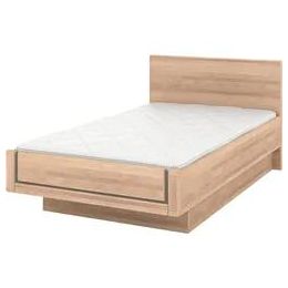Holzbett Musterring "Sorrent, Bettgestell, Bettrahmen, teilmassiv Eiche", braun, B:120cm L:210cm, Betten, Bettgestell, Eiche teilmassiv, Liegehöhenverstellung, in schwebender Optik