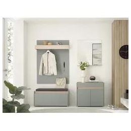 Garderoben-Set Inosign "GIRON/CiTY, moderne Garderobe, Komplettset mit viel Stauraum", grün, B:190cm H:200cm T:40cm, Holzwerkstoff, Kastenmöbel-Sets, enthält Kommode, Spiegel, Paneel & Schuhbank +Sitzkissen, 190 cm breit