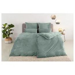 Bettwäsche my home "Desner3", grün (jade), B/L: 135cm x 200cm, 1 Stk., 1 Stk., Microfaser, B/L: 40cm x 80cm, 2, Microfaser, Obermaterial: 100% Polyester, Bettwäsche, Bettwäsche mit Reißverschluss, Cashmere-Touch, kuschelig & weich