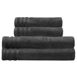 Handtuch Set Kleine Wolke "Royal, 4 Stück (2 Handtücher 50/100 cm + 2 Duschtücher 70/140 cm)", grau (dunkelgrau), 4 Stk., Frottier, Obermaterial: 100% Baumwolle, Handtuch-Sets, Uni Farben, mit Bordüre, weich, in verschiedenen Sets erhältlich