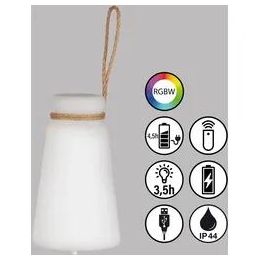 EASY BY FHL Außen-Tischleuchte "Bruno", weiß, 1, Ø 12cm H: 20cm, 1 Stk., Leuchten, LED,Mobiles Licht,Akkulampe,Dimmbar,Farbwechsel