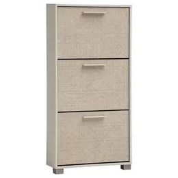 Schuhschrank Schildmeyer "Edno Schuhschrank, Breite 59 cm", beige (cremebeige), B:59,8cm H:124cm T:19,6cm, FSC-zertifizierter Holzwerkstoff, Schränke, Fronten in Canasta-Dekor mit Korbgeflecht, Platz für 9 Paar Schuhe