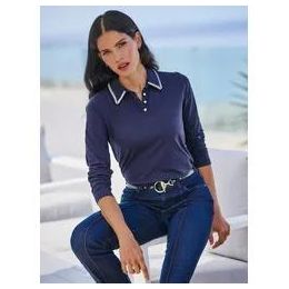 Poloshirt Heine "Shirt", Damen, Gr. 48, blau (marine), 95% Baumwolle, 5% Elasthan, unifarben, Shirts