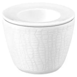 Eierbecher Seltmann Weiden "Life Fashion, Snack and Egg, 2-teilig", weiß (luxury weiß, weiß), H:5,5cm Ø:6,8cm, Porzellan, Eierbecher, zwei Teile einzeln verwendbar