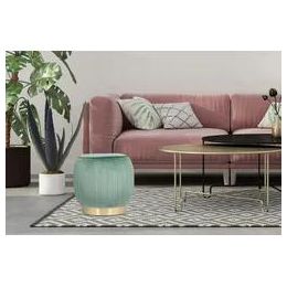 Sitzhocker Kayoom "Hocker Lilje, Edler Touch durch goldenen Sockel,Hochwertiger Samtbezug", grün (mint), B:43 H:42 T:43, Bezug: 100% Polyester/ Korpus: MDF, Sperrholz Gestell: Edelstahl, Hocker, Sitzhocker, samtweich, gesteppte Ziernaht, Edelstahlsockel, Hochwertiger Samtbezug