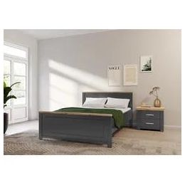 Einzelbett "York Schlafen", grau (grau anthrazit, grau anthrazit, grau anthrazit), B:147,7cm H:93,2cm L:209cm, SET ONE BY Musterring, Betten, Liegefläche 140 x 200 cm, weiß/Eiche Nelson oder grau/Artisan-Eiche