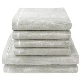 Handtuch Set Dyckhoff "Landscape", silber, 6 Stk., Walkfrottier, Obermaterial: 100% Baumwolle, Handtuch-Sets, 4 Handtücher (50x100cm), 2 Duschtücher (70x140cm)