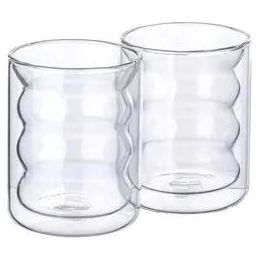 Latte-Macchiato-Glas Mulex "Mulex Gläser Set San Diego", transparent, H:9,5cm Ø:7cm, Borosilikatglas, Trinkgefäße, doppelwandig, ideal f. Kaffee, Cappuccino, Latte Macchiatto, 2tlg