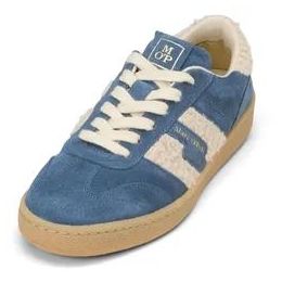 Marc O'Polo Sneaker MARC O'POLO "mit Teddyfell-Akzenten", Damen, Gr. 36, beige (schwarz cloudless blau, beige), Obermaterial: 55% Leder (Rind), 45% Polyurethan, unifarben, Schuhe