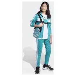 Trainingsanzug Adidas SPORTSWEAR "J 3S TIBERIO TS", Kinder, Gr. 140, pure teal, aurora ivy, weiß, Obermaterial: 100% Polyester, Sportlich, Sportanzüge