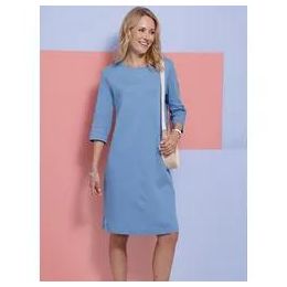 Sweatkleid Classic Basics "Sweatkleid", Damen, Gr. 46, Normalgrößen, blau (mittelblau), 100% Baumwolle, unifarben, knielang, Rundhals, Kleider