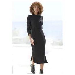 Strickkleid Lascana, Damen, Gr. 34, N-Gr, schwarz, Strick, Obermaterial: 84% Polyacryl, 10% Polyamid, 6% Polyester, unifarben, figurbetont ca. Mitte Wade, Kleider, mit Zopfmuster, figurbetont, Pulloverkleid, herbstlich