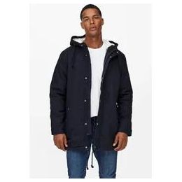 Only & Sons Parka ONLY & SONS "ONSALEXANDER LIFE PARKA OTW VD", Herren, Gr. M, blau (schwarz navy), Web, Obermaterial: 100% Baumwolle. Futter: 100% Polyester. Wattierung: 100% Polyester, unifarben, regular fit normal, Jacken