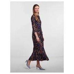 Hemdblusenkleid Y.A.S "YASSAVANNA LONG SHIRT DRESS", Damen, Gr. L, N-Gr, schwarz aop:spilo print, Web, Obermaterial: 100% Viskose, bedruckt, relaxed fit lang, Kleider, Sommerkleid, mit 3/4 Ärmel