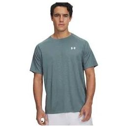 Trainingsshirt Under Armour "UA TECH TEXTURED SS", Herren, Gr. XXL, jasper blau,, weiß, Obermaterial: 100% Polyester, normal, Shirts