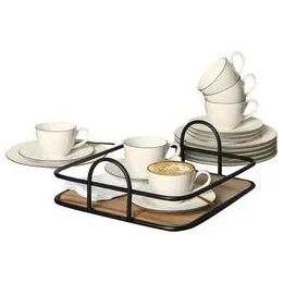 Kaffeeservice Seltmann Weiden "Geschirr-Set, Service Zoè", schwarz, 18 Stk., Porzellan, Geschirr-Sets, schlicht und dezent, Made in Germany, 18 Teile, für 6 Personen