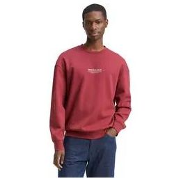 Sweatshirt Tom Tailor DENIM, Herren, Gr. S, burnt russet, Sweatware, Obermaterial: 70% Baumwolle, 30% Polyester, relaxed fit taillenbedeckt, Rundhals, Bündchen, Sweatshirts, mit Logo Print
