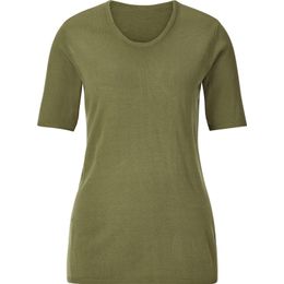 CR&Eacute;ATION L Damen Twin-Set mit gerippten Abschl&uuml;ssen khaki Gr&ouml;&szlig;e 38