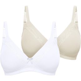 w&auml;schepur Damen Schalen-BH ohne B&uuml;gel mit vorgeformten Cups wei&szlig; + champagner Gr&ouml;&szlig;e 80C
